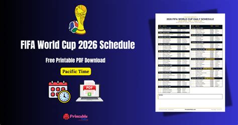 Fifa World Cup 2026 Schedule In Pacific Time Free Printable Pdf