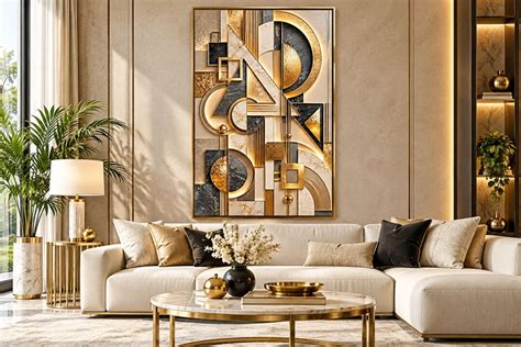 Buy Gold Geometric Abstract Wall Art Black Marble Luxury Printable