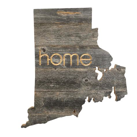 Large Rustic Farmhouse Rhode Island Home State Reclaimed Wood Wall Sign