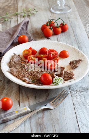 Thin Slice Of Grilled Machete Steak Or Skirt Steak Top View Stock Photo Alamy