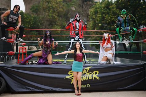 Callina Liang In Pink Sequins And Turquoise At Street Fighter Mexico
