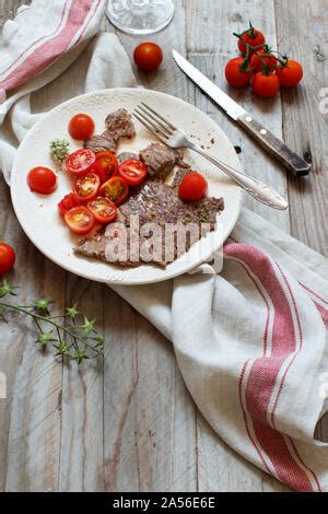 Thin Slice Of Grilled Machete Steak Or Skirt Steak Close Up Stock Photo Alamy