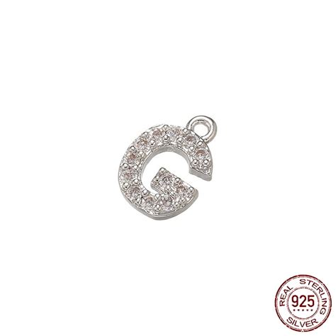 2pcs Micro Pave Clear Cubic Zirconia Initial Letter Letter G 9x6x1mm