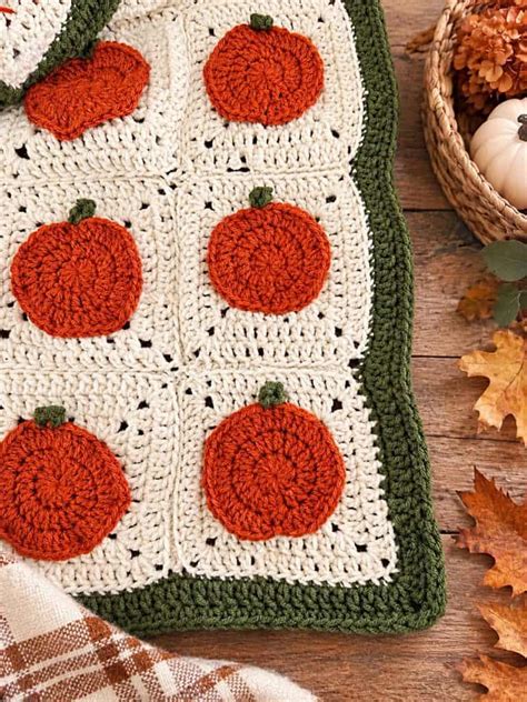 Pumpkin Granny Square Throw Crochet Pattern Cozy Fall Blanket