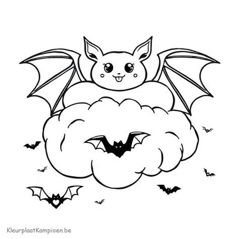 Gratis Kleurplaat Halloween Vleermuis Vleermuizenwolk Print En Kleur