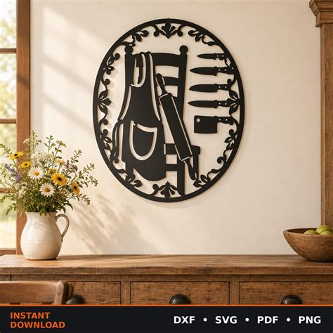 Rolling Pin Apron Metal Wall Art Dxf Laser Cut File Plasma Etsy