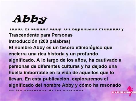 Significado del nombre Abby en español y inglés