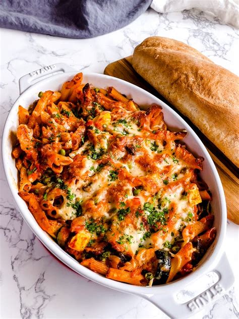 Recipe For Three Cheese Penne Casserole Loaded With Roasted Veggies