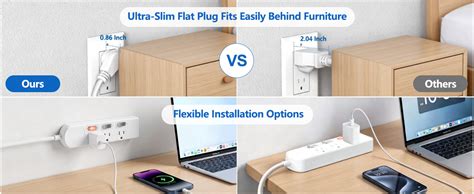4 Outlets Small Power Strip With 3 Individual Switches