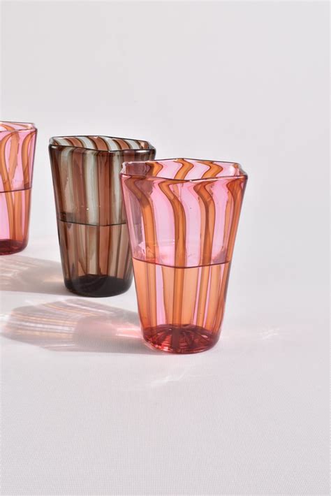 Striped Venetian Glass Set Glass Set Venetian Glass Hand Blown Glass