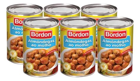 Kit 6 Almondegas Ao Molho Bordon Lata 420g Frete Grátis