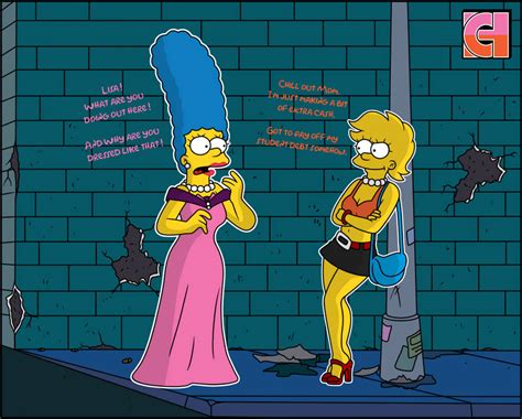 Marge And Lisa At The Street Corner By C Hats On Deviantart