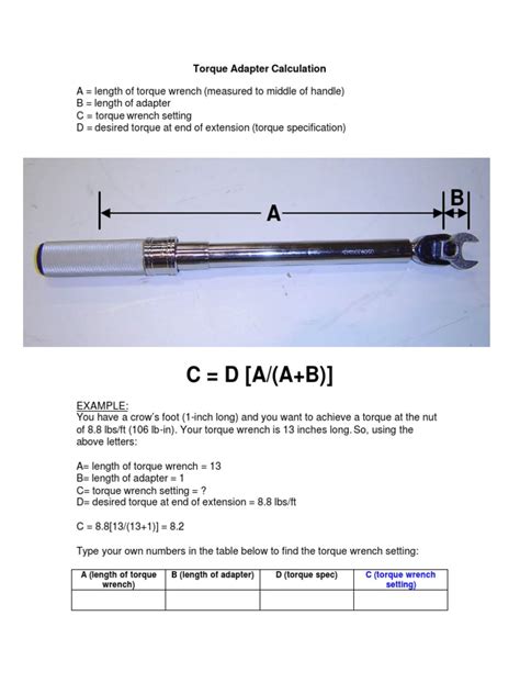 Torque Adapter Calculation Pdf