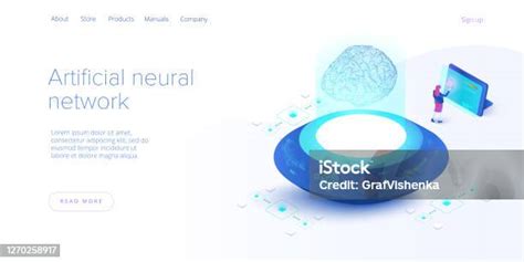 등도 벡터 일러스트레이션에서 인공 지능 또는 신경망 개념 로봇과 인간 여성과 신경 넷 또는 Ai 기술 배경 웹 배너 레이아웃 템플릿입니다 결정에 대한 스톡 벡터 아트 및