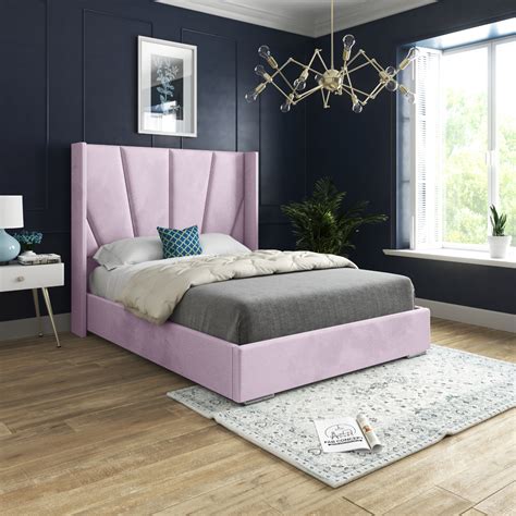 Cocoon Soft Velvet Upholstered Wide Curved Winged Bed Frame