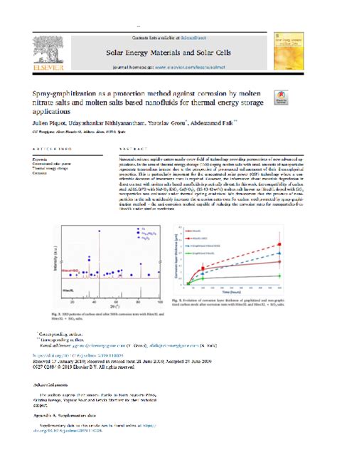 Pdf Spray Graphitization As A Protection Method Against Corrosion By Molten Nitrate Salts And