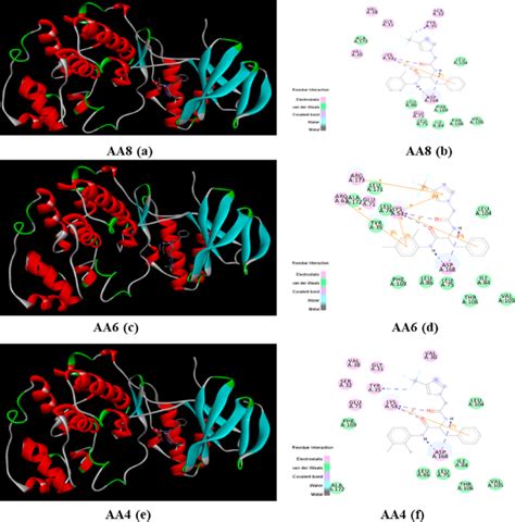 A C E Docking Poses Of The Compounds Aa8 Aa6 And Aa4 In The Active