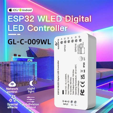 5 V 24 V Esp32 Wled Digital Strip Controller รองรับ Ws2811 Sk6812 Ws2812b Rgb Rgbw Wifi App Led