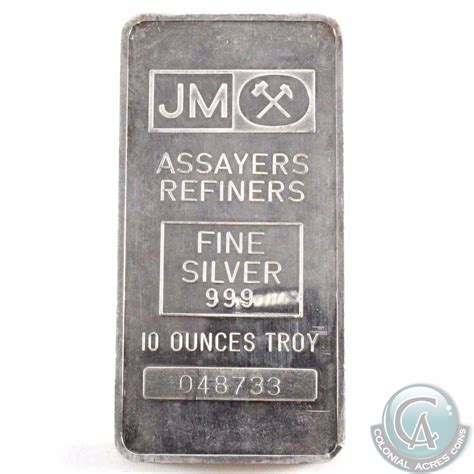Johnson Matthey Assayers And Refiners Jm 10oz 999 Fine Silver Bar Tax