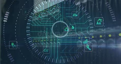 Animation Of Icons Circuit Board Pattern Lines Forming Circles Back