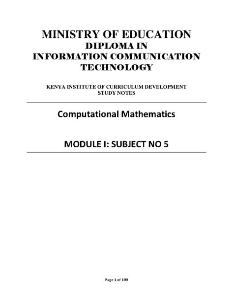 Computational Mathematics Module 1 Notes Ministry Of Education
