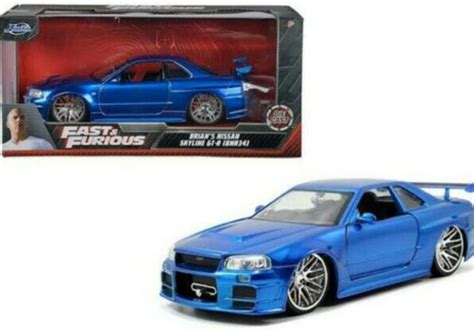 Brians Nissan Skyline Gt R R34 Silver With Blue Stripes Fast