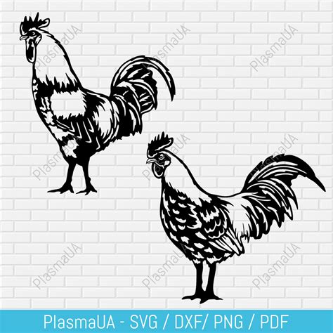 Roosters Svg Files Farm Birds Dxf For Laser Dxf For Metal Cut Cnc