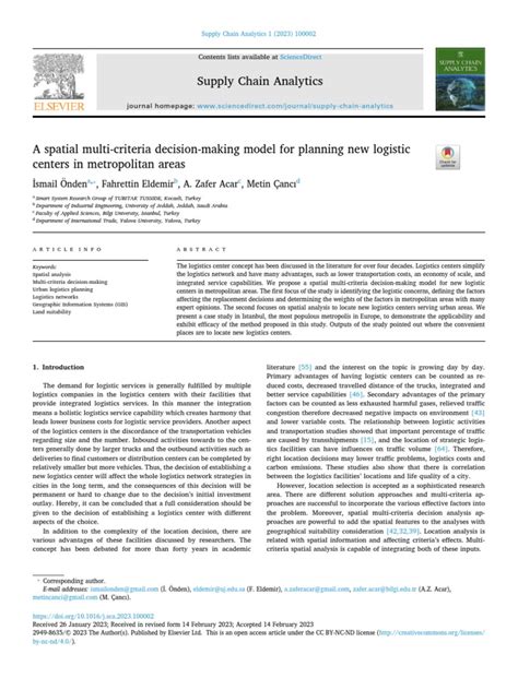 a spatial mcdmm for planning new logistic pdf geographic