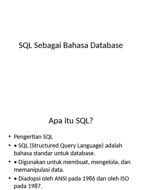 Sql Sebagai Bahasa Database Pdf Seni Komputer