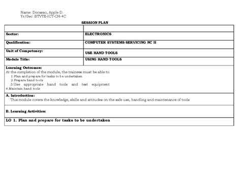tools and equipment for css assessment name docasao apple d yr sec