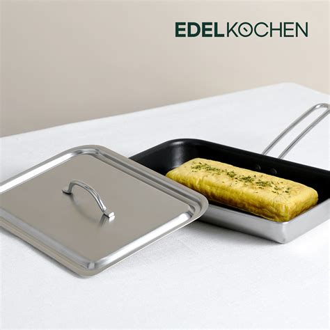[에델코첸] 스텐 왕교자 통3중 대왕말이팬 프라이팬 29x20cm 블랙 논스틱 Edelkochen