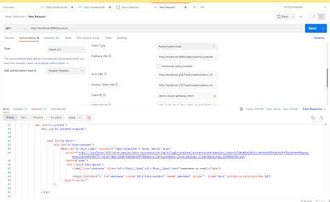 Spring Boot Postman Returning Html Login Page With Keycloak Stack