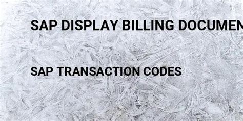 Sap Display Billing Document List Tcode In SAP Transaction Codes List