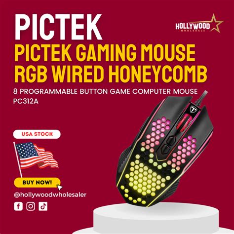 Pictek Gaming Mouse Rgb Wired Honeycomb Mice With 8000dpi Adjustable 8 Programmable Button Game Pictek Gaming Mouse Rgb Wired Honeycomb Mice With 8000dpi Adjustable 8 Programmable Button Game