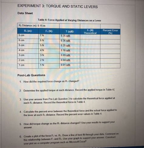 Experimen Torque And Stati Torque And Static Levers Chegg Com