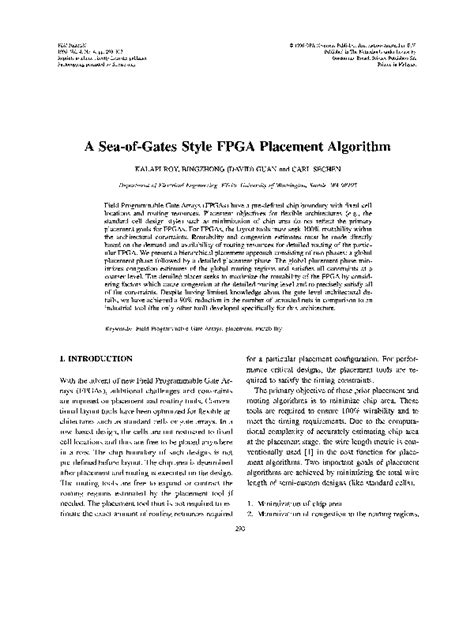 Pdf A Sea Of Gates Style Fpga Placement Algorithm