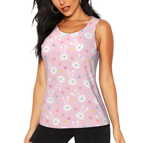 Disketp Easter Cute Rabbit Print Womens Workout Tank Top Sleeveless