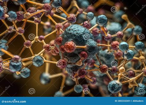 Complex Molecular Structure With Intricate Details And Patterns Visible In Close Up View Stock