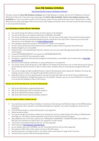 Azure Sql Database Limitations PDF