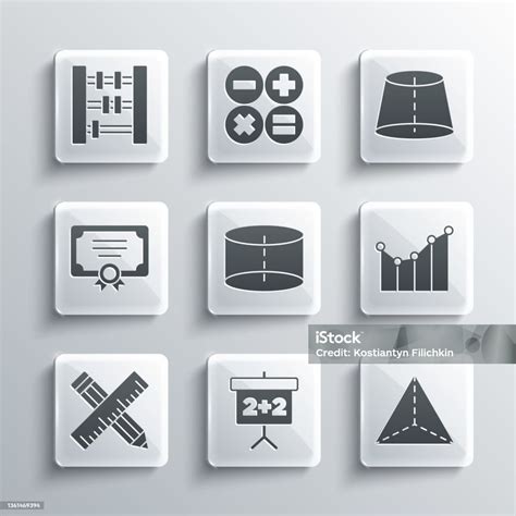 초크 보드 기하학적 그림 테트라 헤드론 그래프 일정 차트 다이어그램 실린더 교차 된 눈금자 및 연필 인증서 템플릿 아바쿠스 및