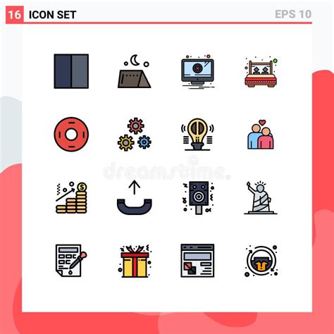 Universal Icon Symbols Group Of 16 Modern Flat Color Filled Lines Of Cosmos Rest Alert