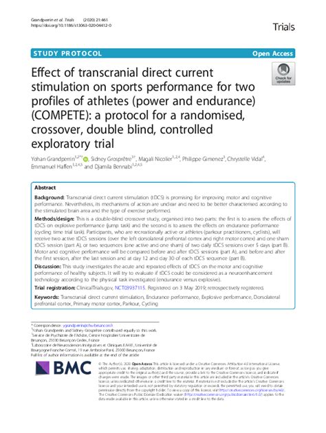 Pdf Effect Of Transcranial Direct Current Stimulation On Sports