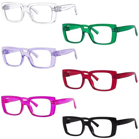Rectangular Reading Glasses For Women 6 Pack Metalless