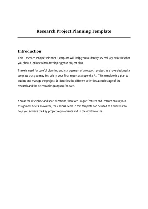 Research Project Planning Template Download Printable Pdf Templateroller