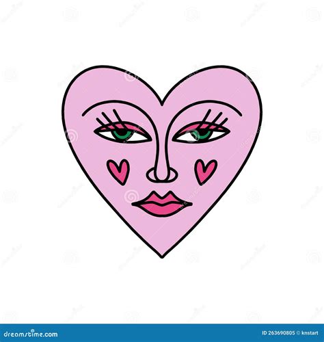 Bizarre Valentines Day Heart Modern Abstract Face Groovy Emoji Shape