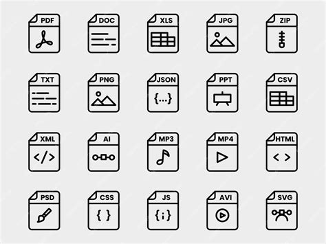 premium vector document file format folder pdf doc xls zip txt