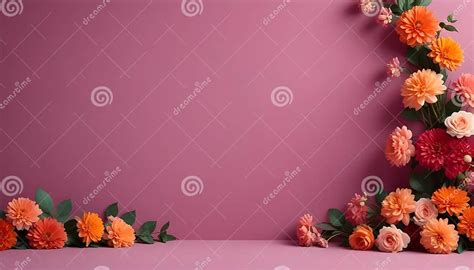 Composition Of Photographs With Floral Decoration In Studio Stock