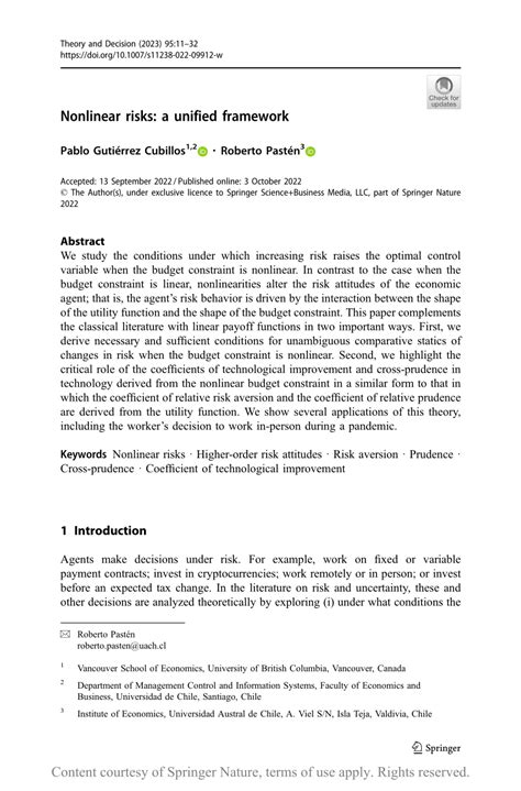 Nonlinear Risks A Unified Framework Request Pdf
