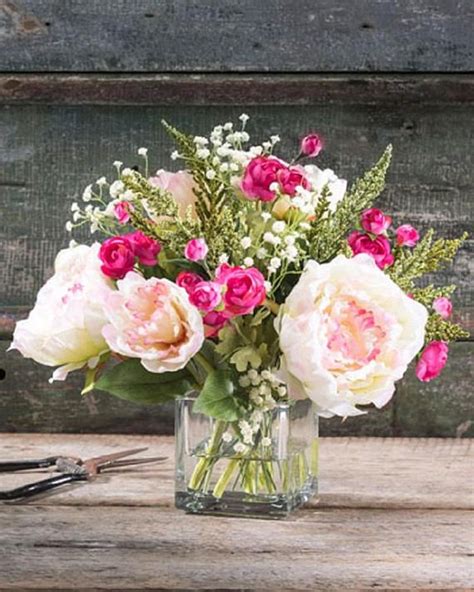 Peony Bouquet Centerpiece Silk Flower Arrangements Flower