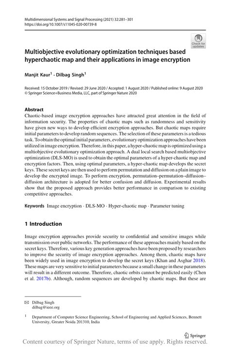 Multiobjective Evolutionary Optimization Techniques Based Hyperchaotic Map And Their